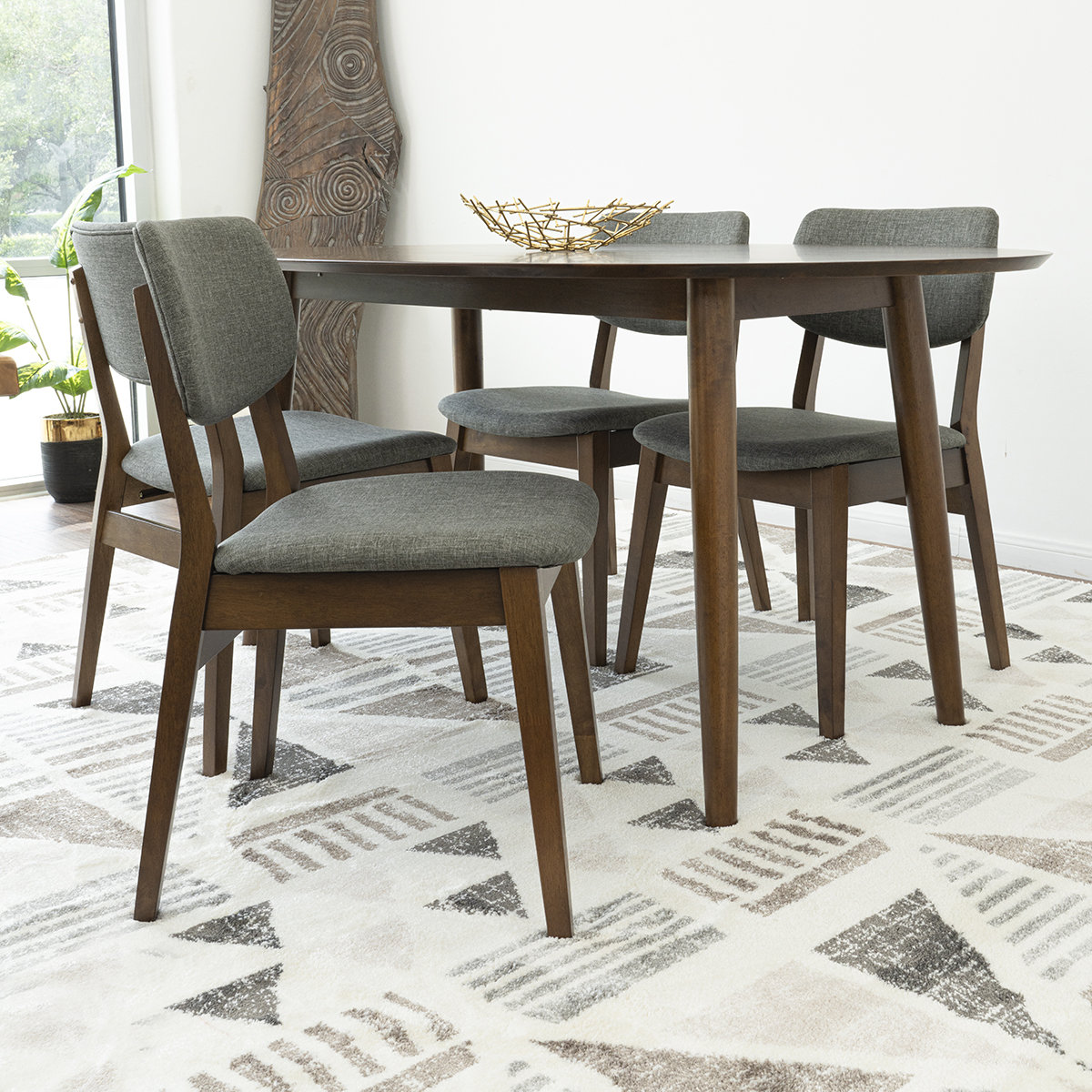 Corrigan Studio® Manheim 5 Mid-Century Modern Dining Set With 4 Fabric ...