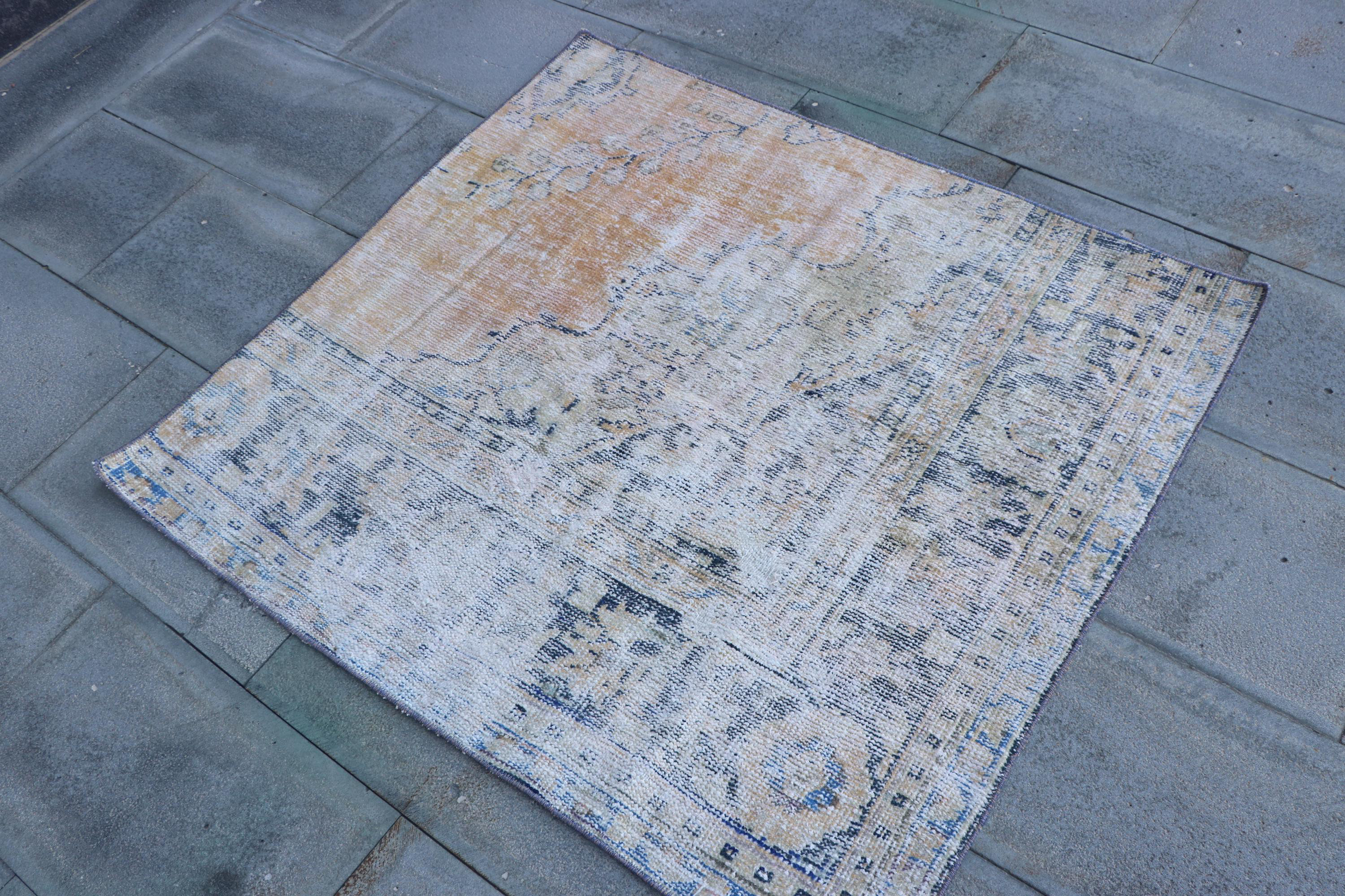 Bungalow Rose Small Vintage Blue Turkish Rug - Faded Rustic Distressed ...
