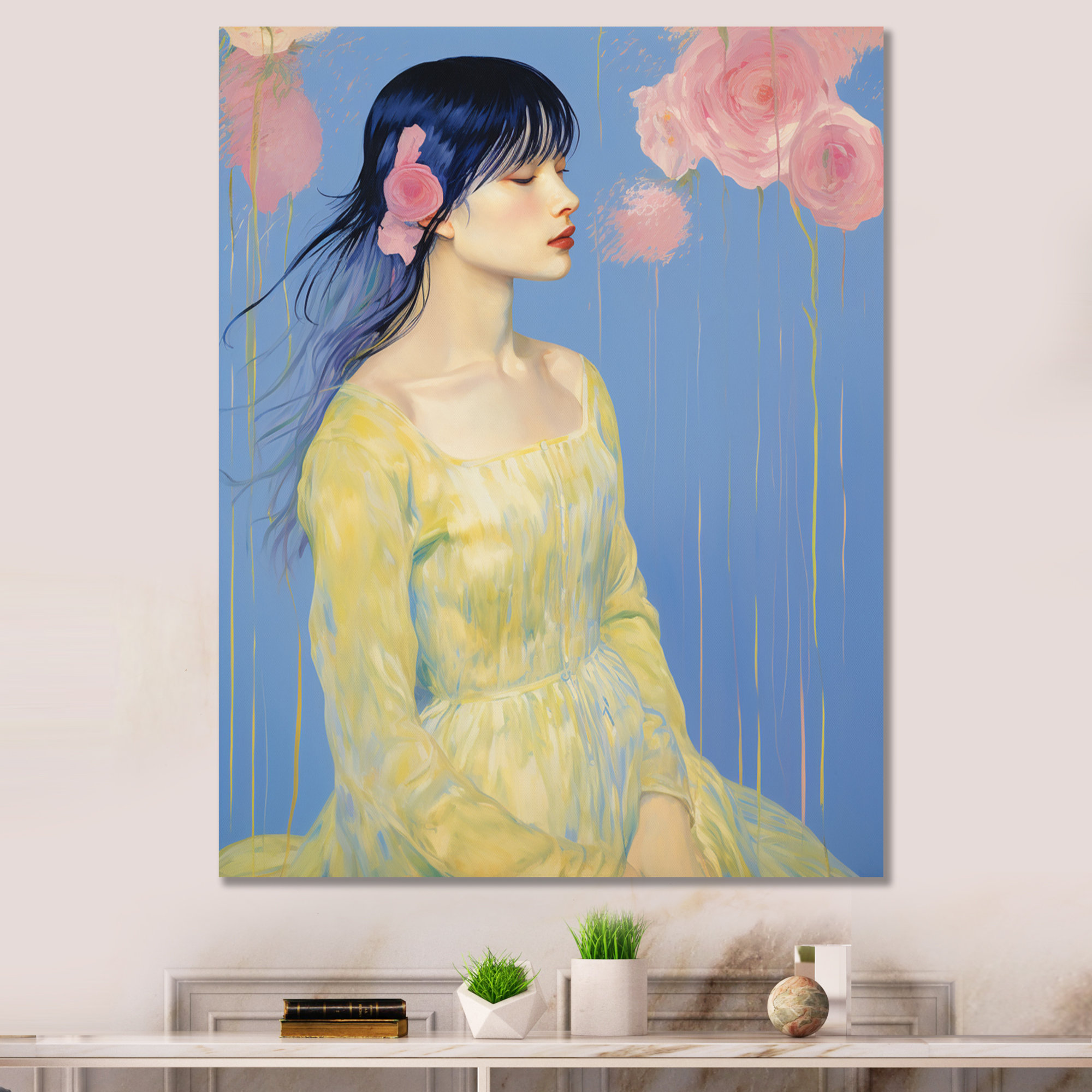 Winston Porter Elegant Pasian Lady Blossoming Pink Roses - Rose Canvas ...