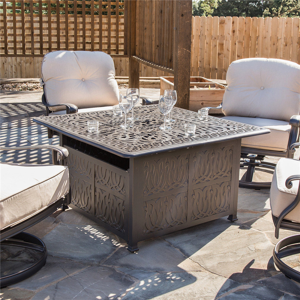 Canora Grey Kaneidra Powder Coated Aluminum Propane Gas Fire Pit Table ...