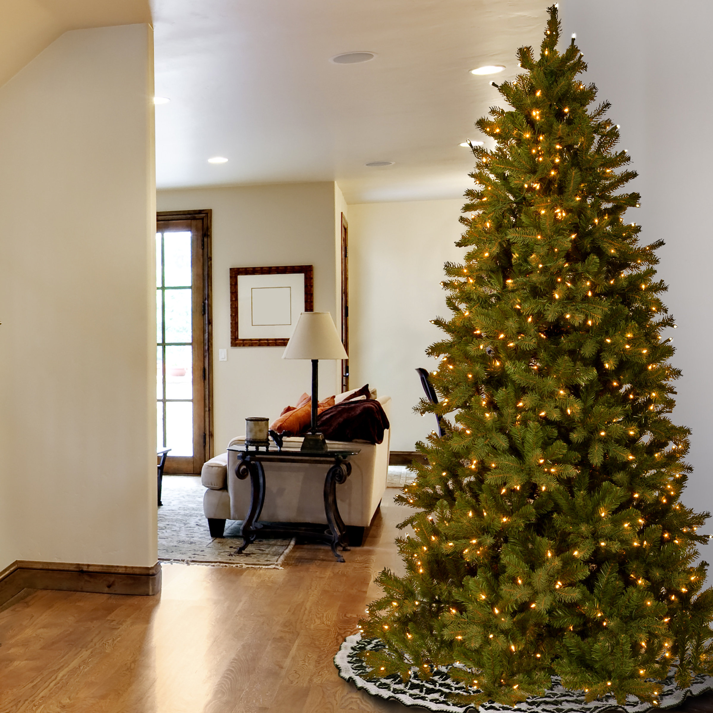 National Tree Company Downswept Douglas Slim Fir Tree with Clear Lights ...