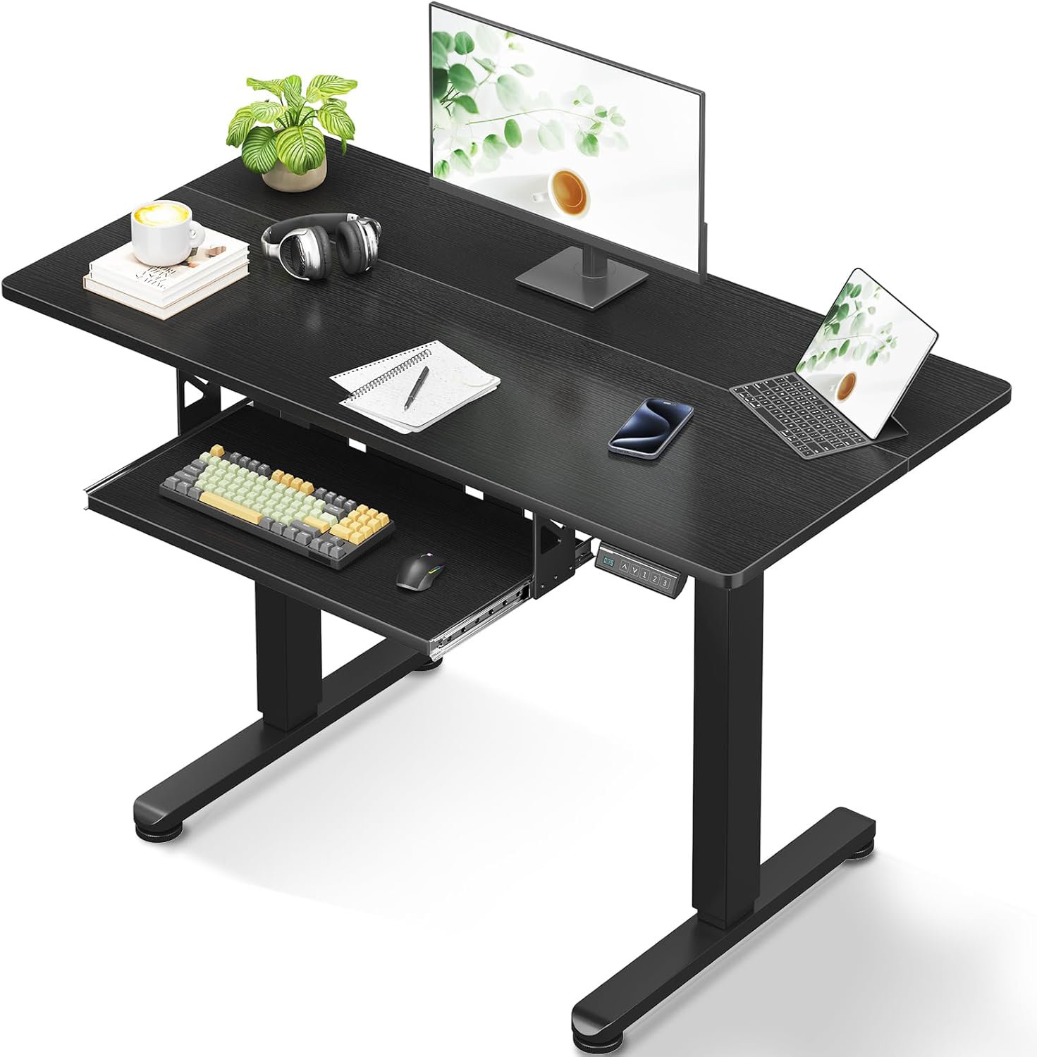 Inbox Zero Desk With Drawers, Adjustable Height Stand Up Desk, Sit ...
