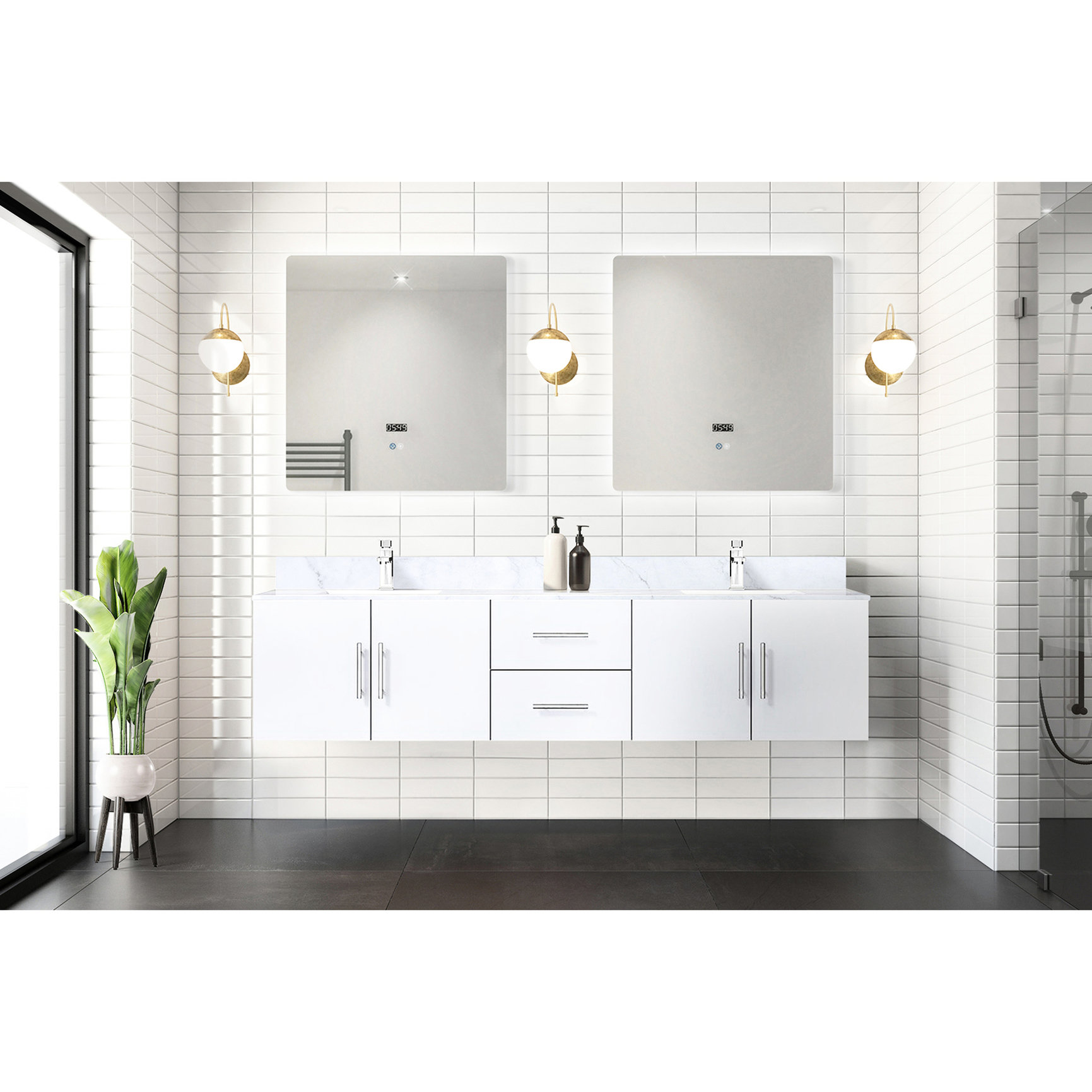 17 Stories Double Bath Vanity With Marble - Solid Wood Frame, Soft ...