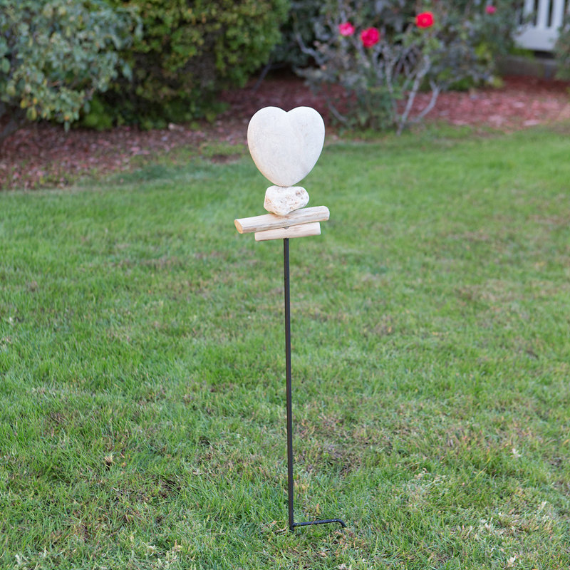 Arlmont & Co. Stone Heart Garden Stake - 4FT | Wayfair