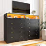 Ivy Bronx 5 Tall Wood Dresser For Bedroom With Led Light And Open ...