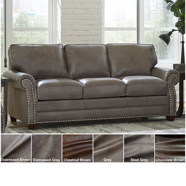 Sofa Web Vernon 84" Genuine Leather Rolled Arm Sofa | Wayfair