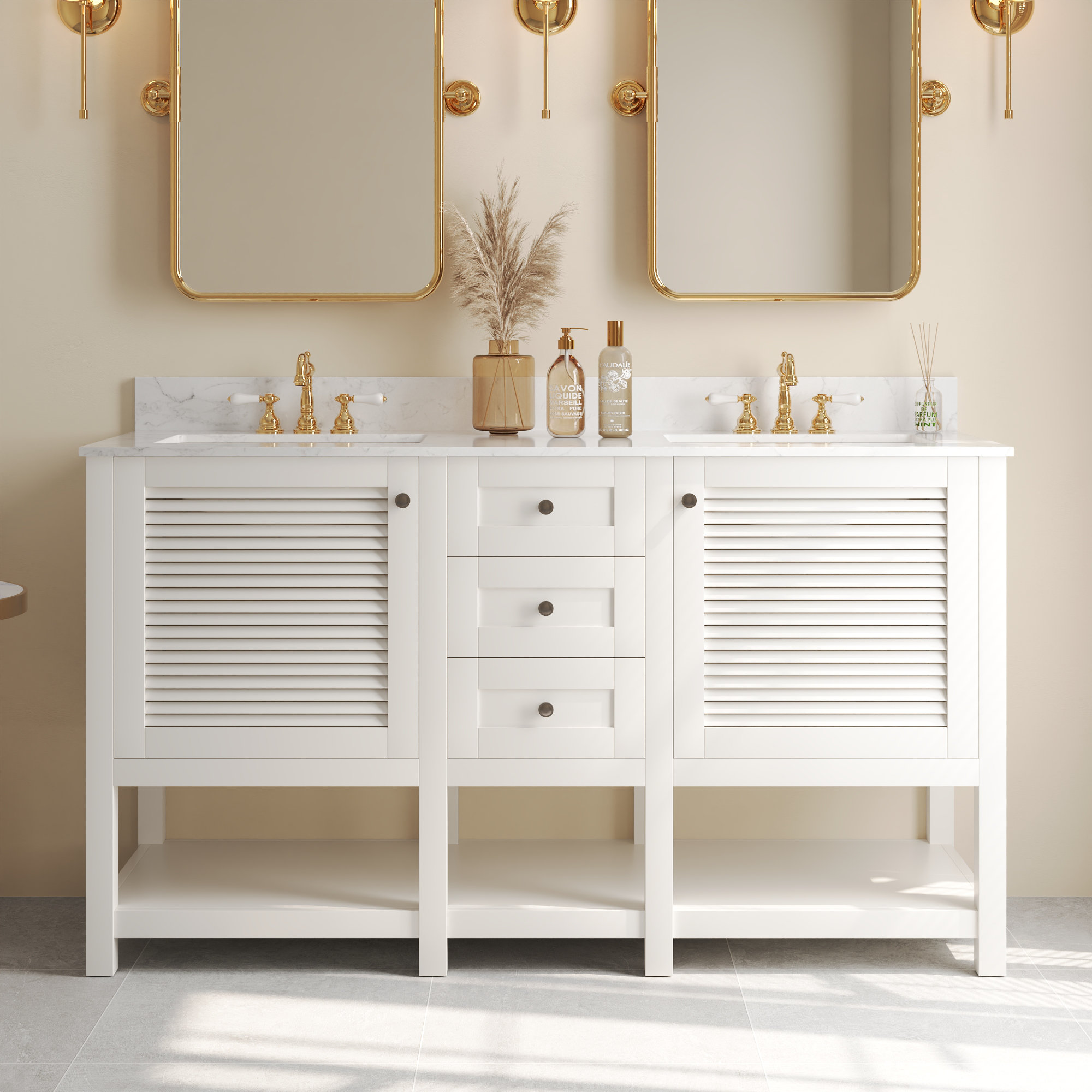 DeerValley Vela 60'' Bathroom Vanity Double Sink Top with Backsplash ...