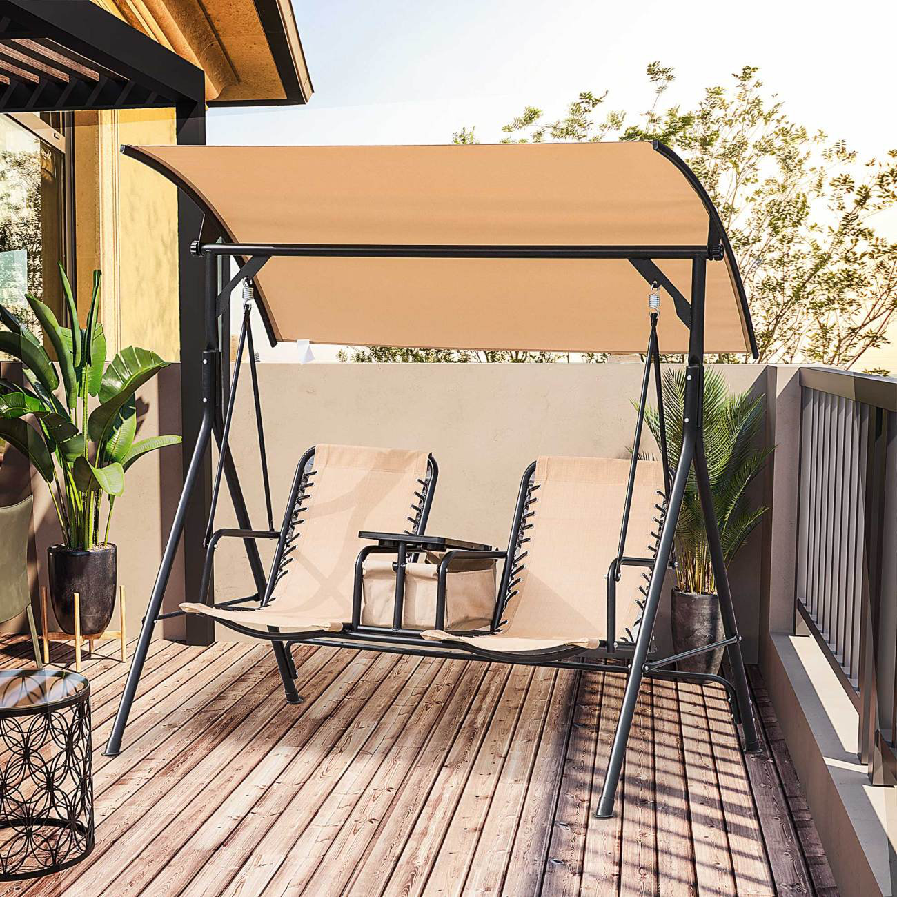 Arlmont & Co. Outsunny 2-Seat Patio Swing Chair, Outdoor Canopy Swing ...