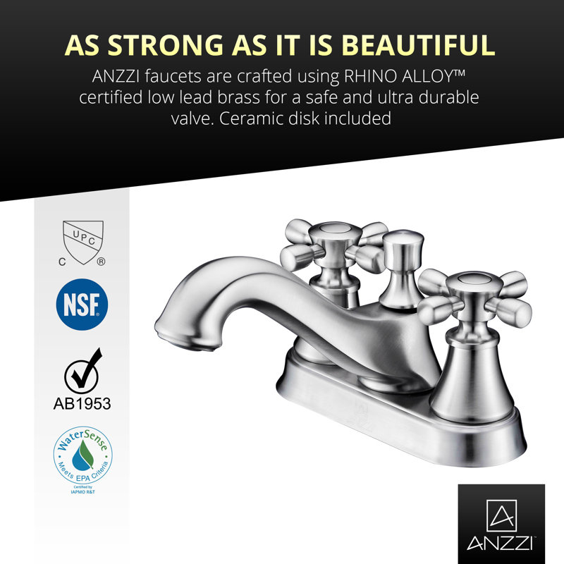 ANZZI Major Centerset 2-handle Bathroom Faucet with Drain Assembly ...