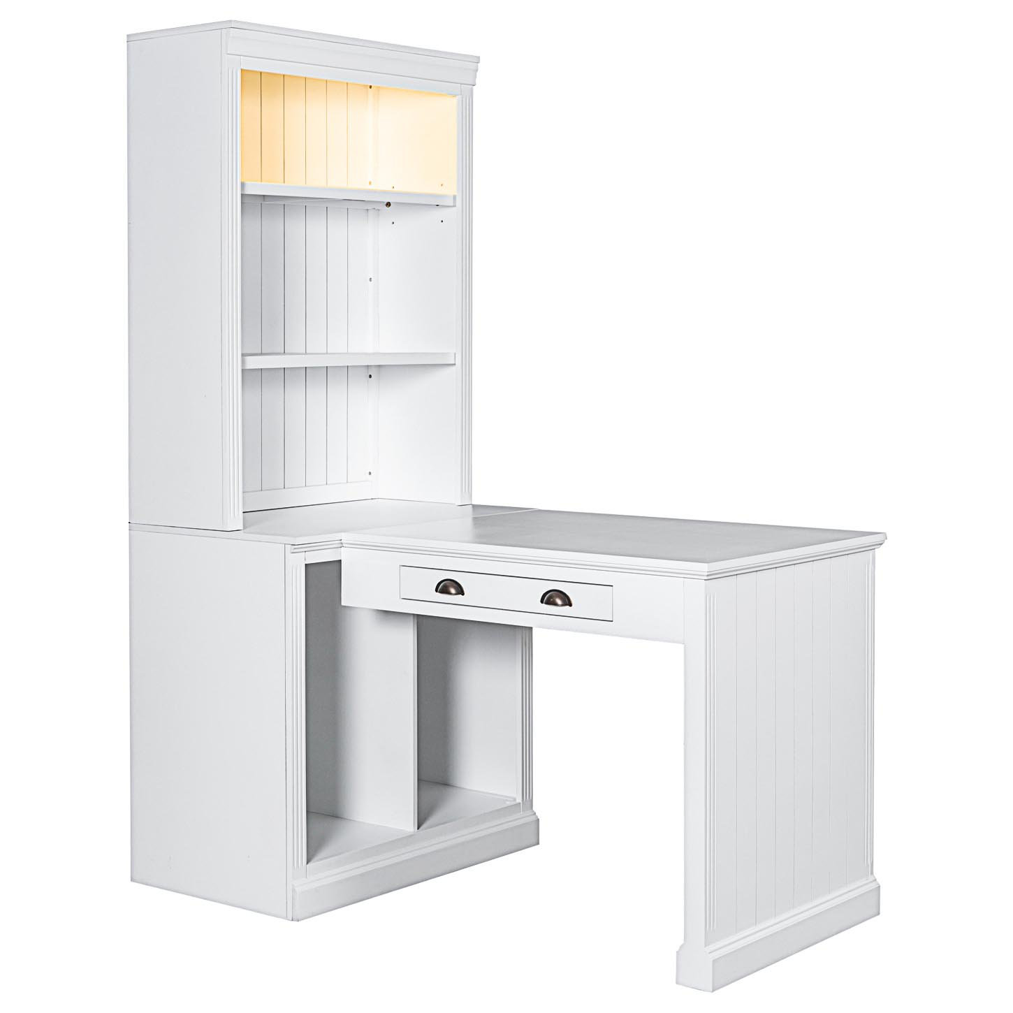 Corrigan Studio® Modern Storage Bookcase, Bookshelf With Writing Desk ...