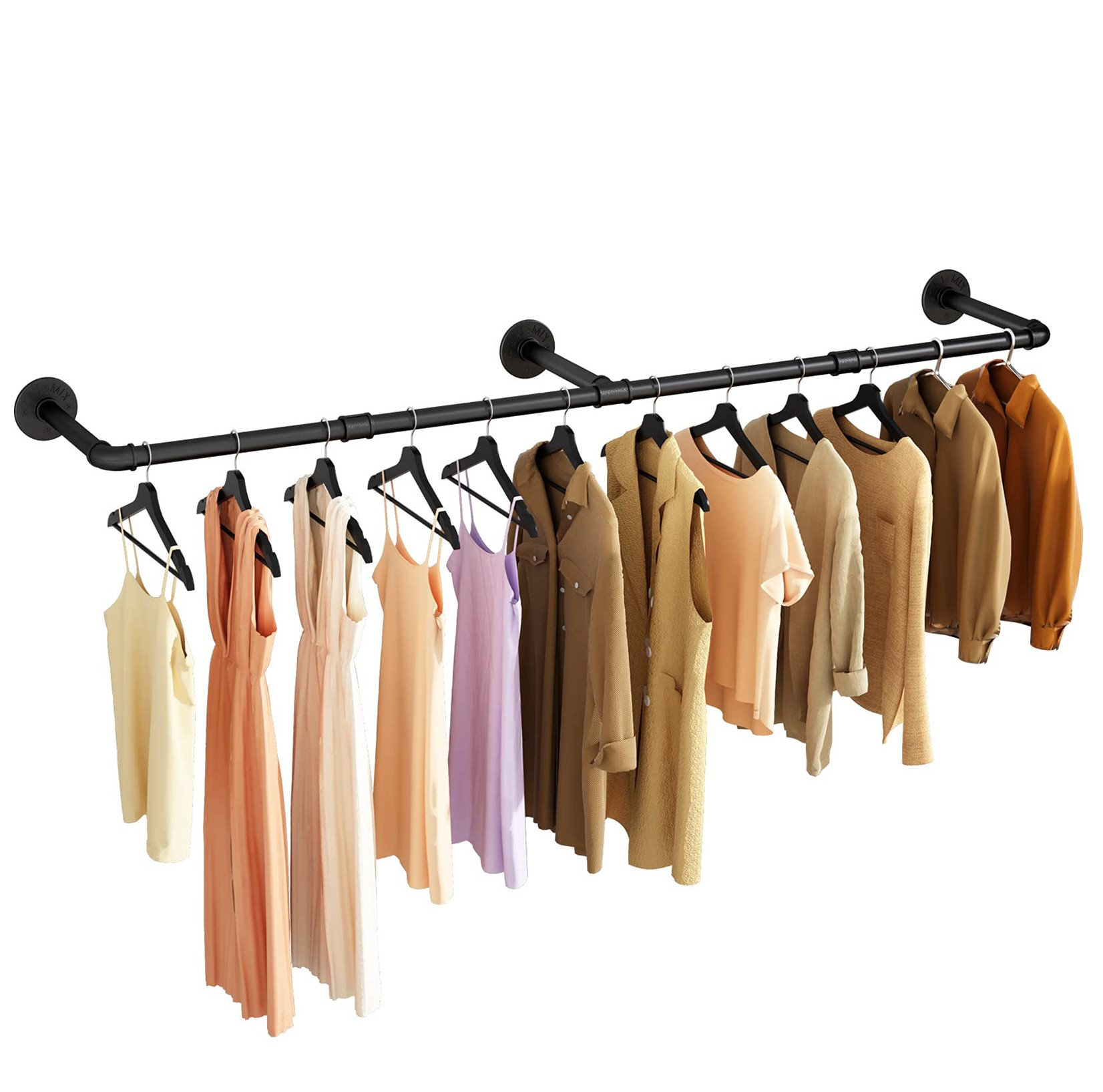 17 Stories Industrial Pipe Clothing Racks Wall Mount, Heavy Duty ...