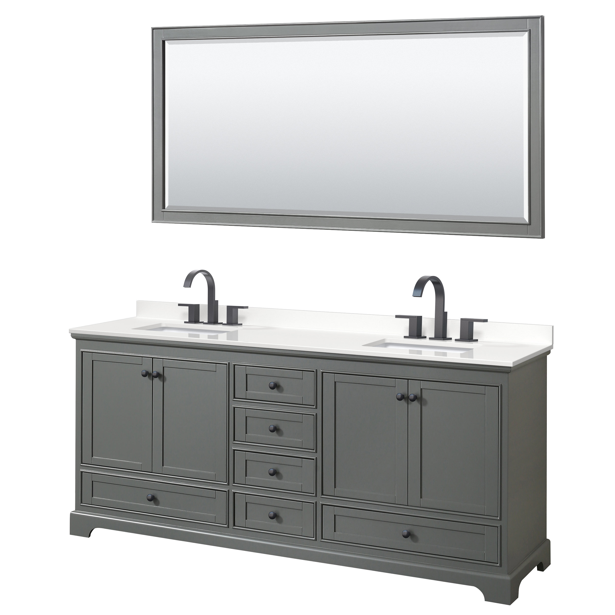 Wyndham Collection Ensemble de meuble-lavabo double autoportant 60 po avec plateau en quartz ...