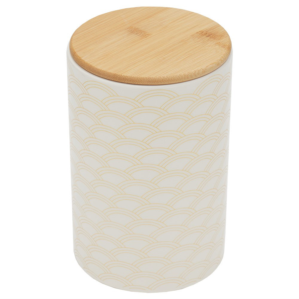 George Oliver Scallop Large Ceramic Canister With Bamboo Top - Wayfair ...