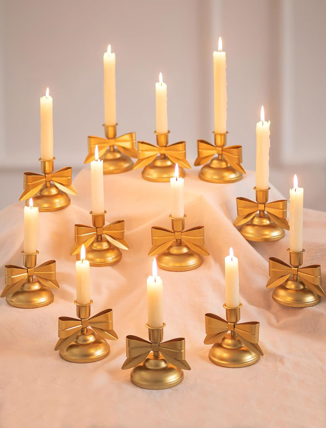 Bloomsbury Market Bow Candle Holder For Centerpiece: Set Of 12 Gold ...