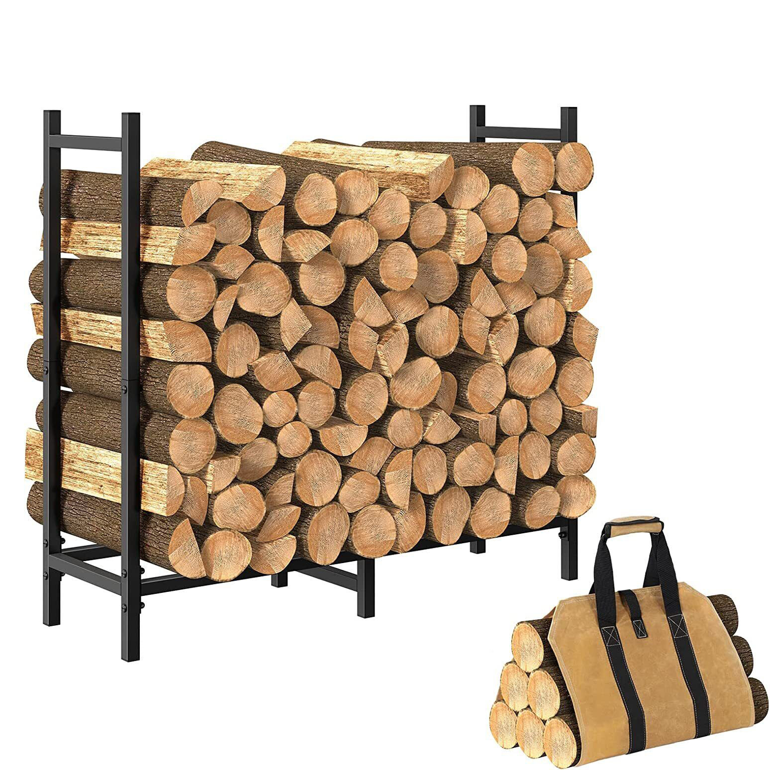 Rebrilliant Kycen Tote Bag Wood Rack for Firewood Storage Log Holder ...