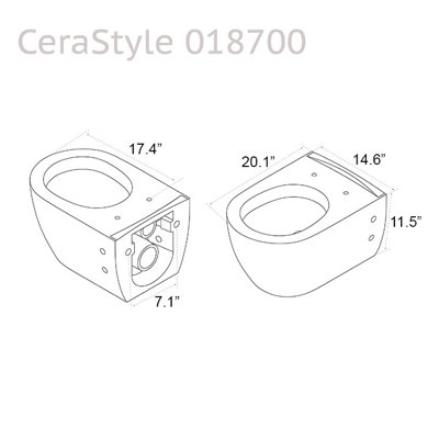 CeraStyle By Nameeks City 1.2 Gallons GPF Round Wall Mounted Kit (Seat ...