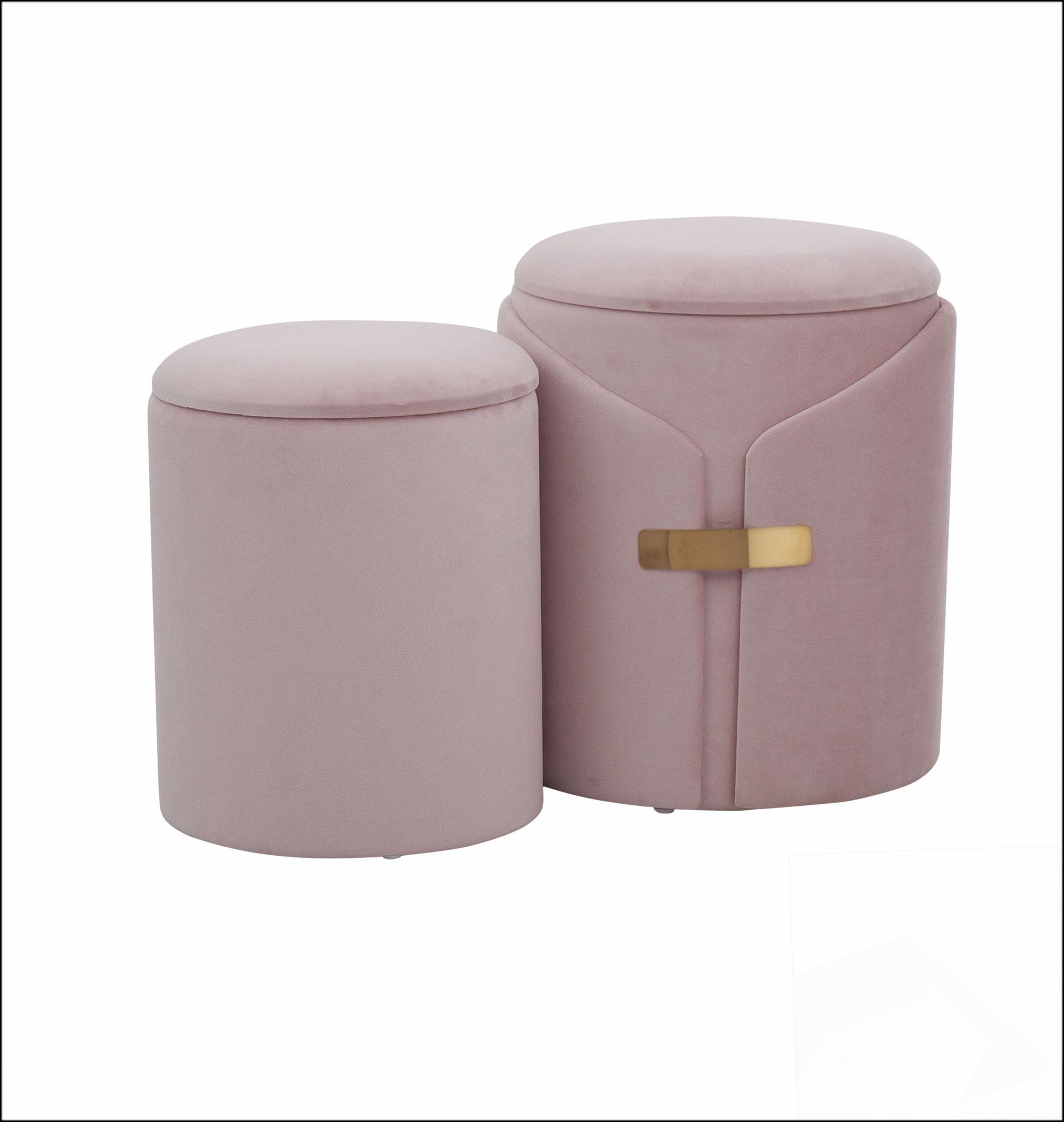 Mercer41 Dahlia Contemporary/Glam Nesting Ottoman Set in Velvet with ...