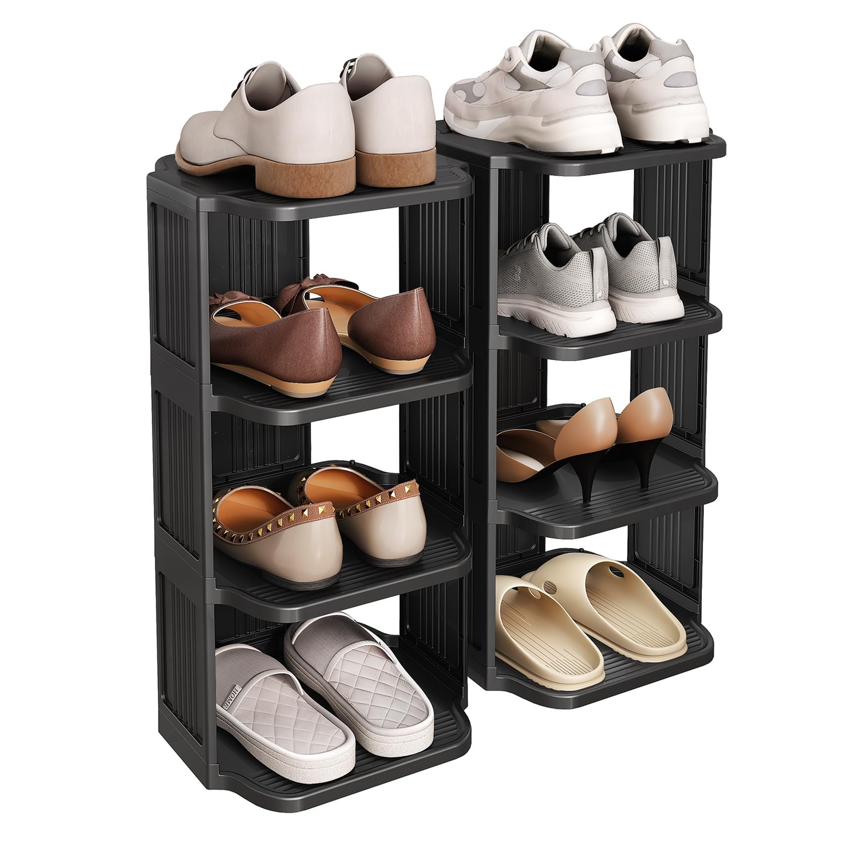 Latitude Run® Small Shoe Rack, 8 Tiers Stackable Shoe Rack For Closet ...