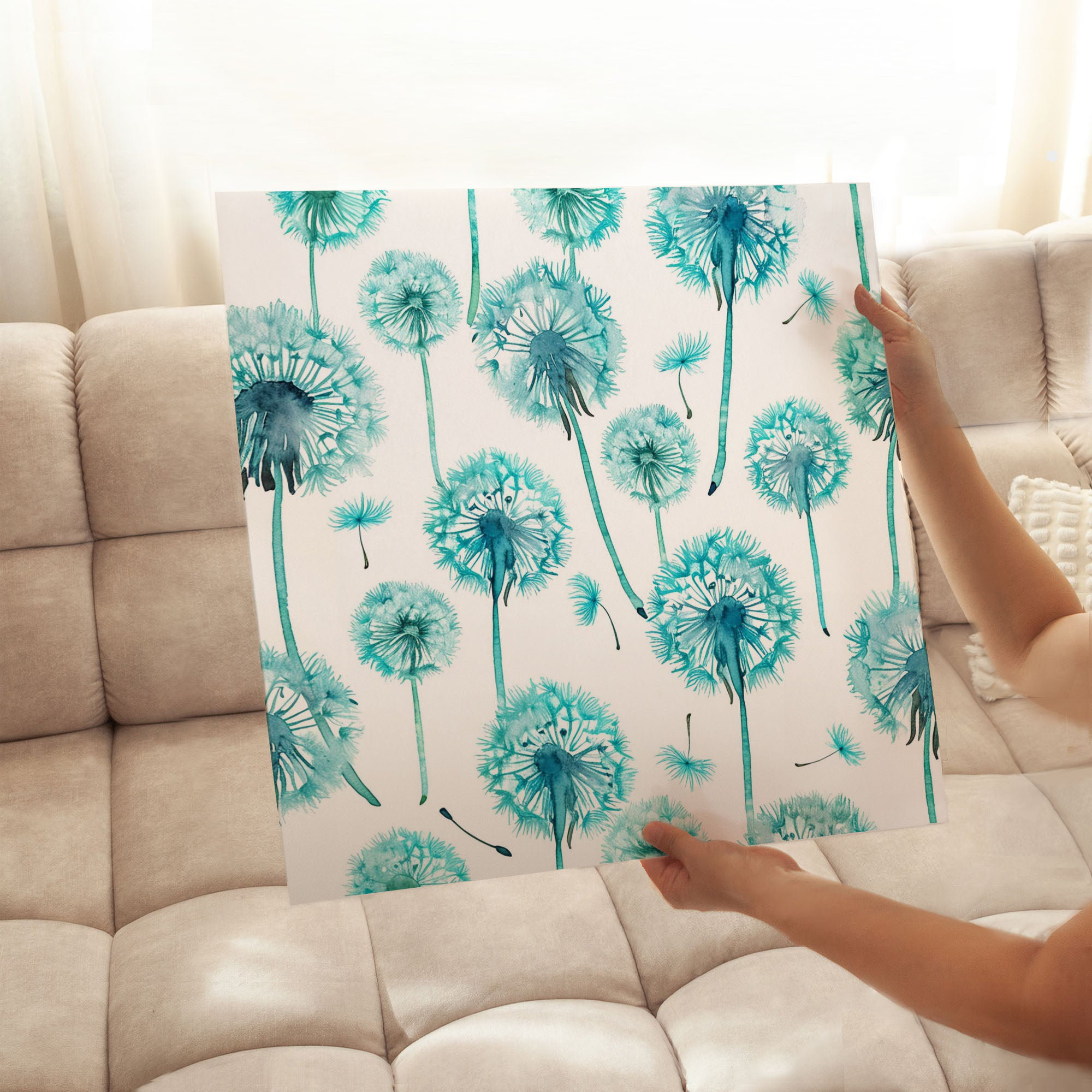 Winston Porter Botanical Turquoise Teal Dandelions II Modern Unframed ...