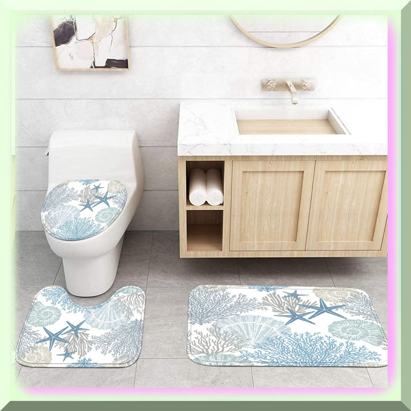 East Urban Home Seaside Serenity 4-Piece Bathroom Set: Blue Starfish ...