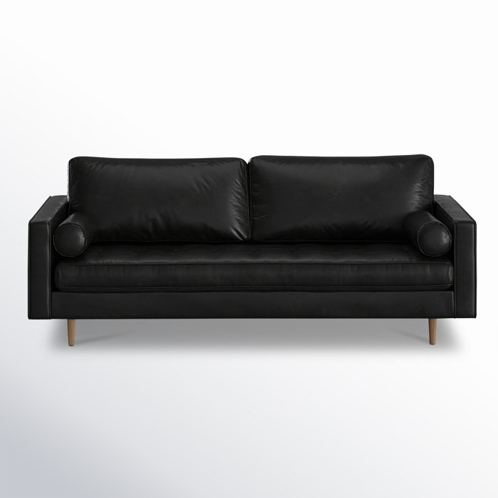 AllModern Geo 84 inch Genuine Leather Sofa & Reviews | Wayfair