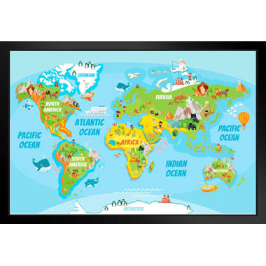 17 Stories World Map Flat On Canvas Print | Wayfair