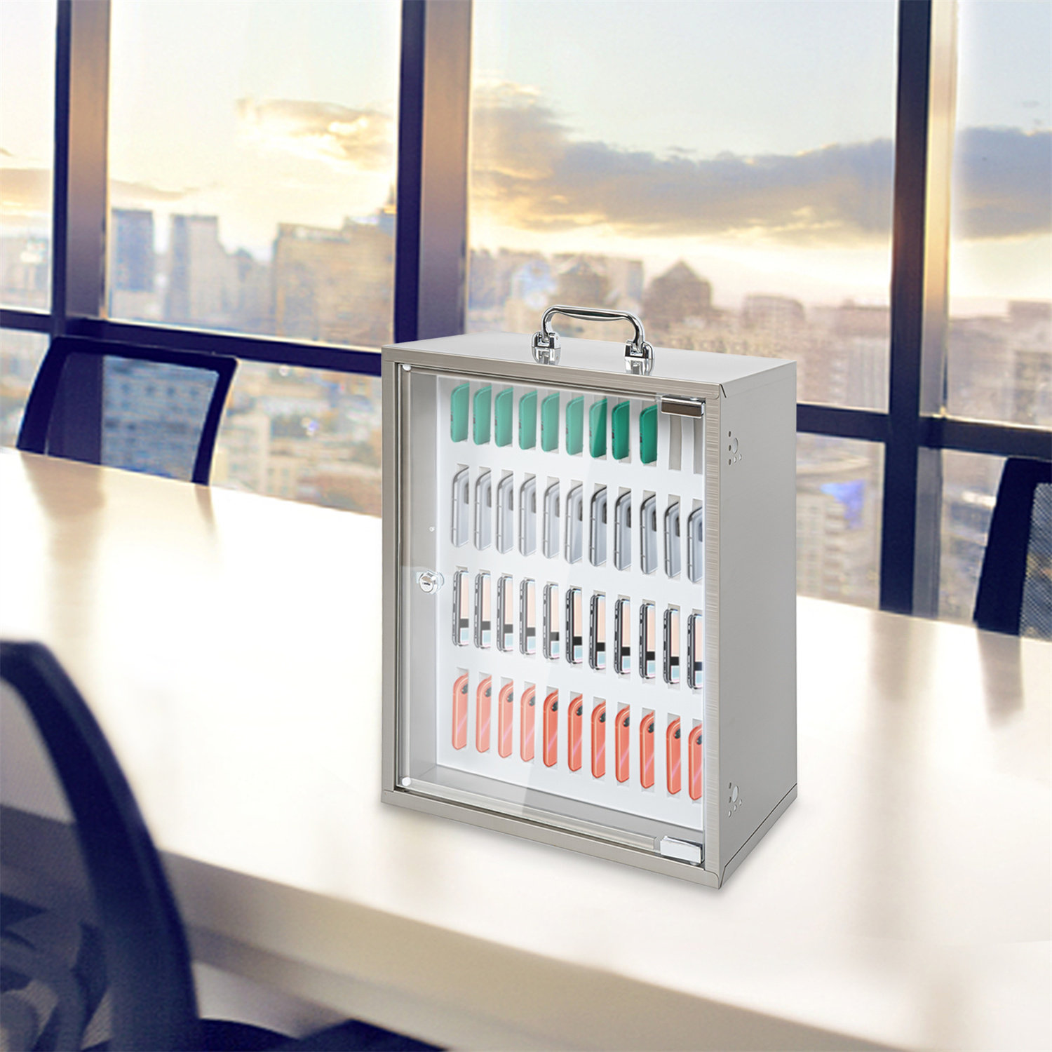 YINXIER Metal 4 - Tier 15.75'' Cell Phone Locker with Built In Key Lock ...