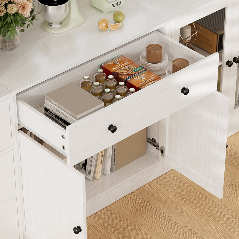 Latitude Run® 71'' Kitchen Pantry With Bookcases, Farmhouse Wall Unit ...