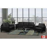 Orren Ellis Keown 3 Piece Leather Living Room Set | Wayfair