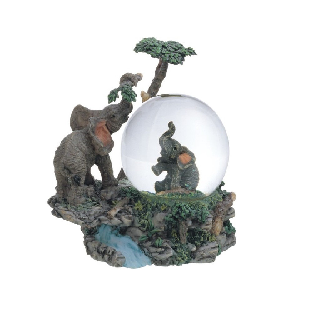 Trinx Tapia Elephant with Calf Glitter Snow Globe Figurine | Wayfair