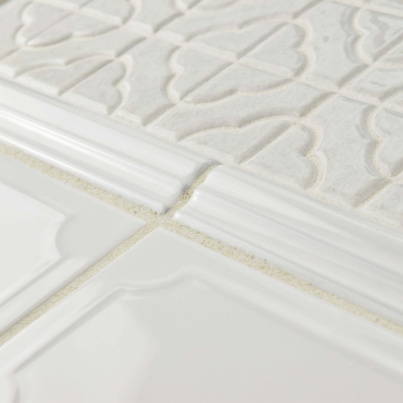 Merola Tile Blanco 8" x 1.25" Ceramic Chair Rail Tile Trim in Brillo ...