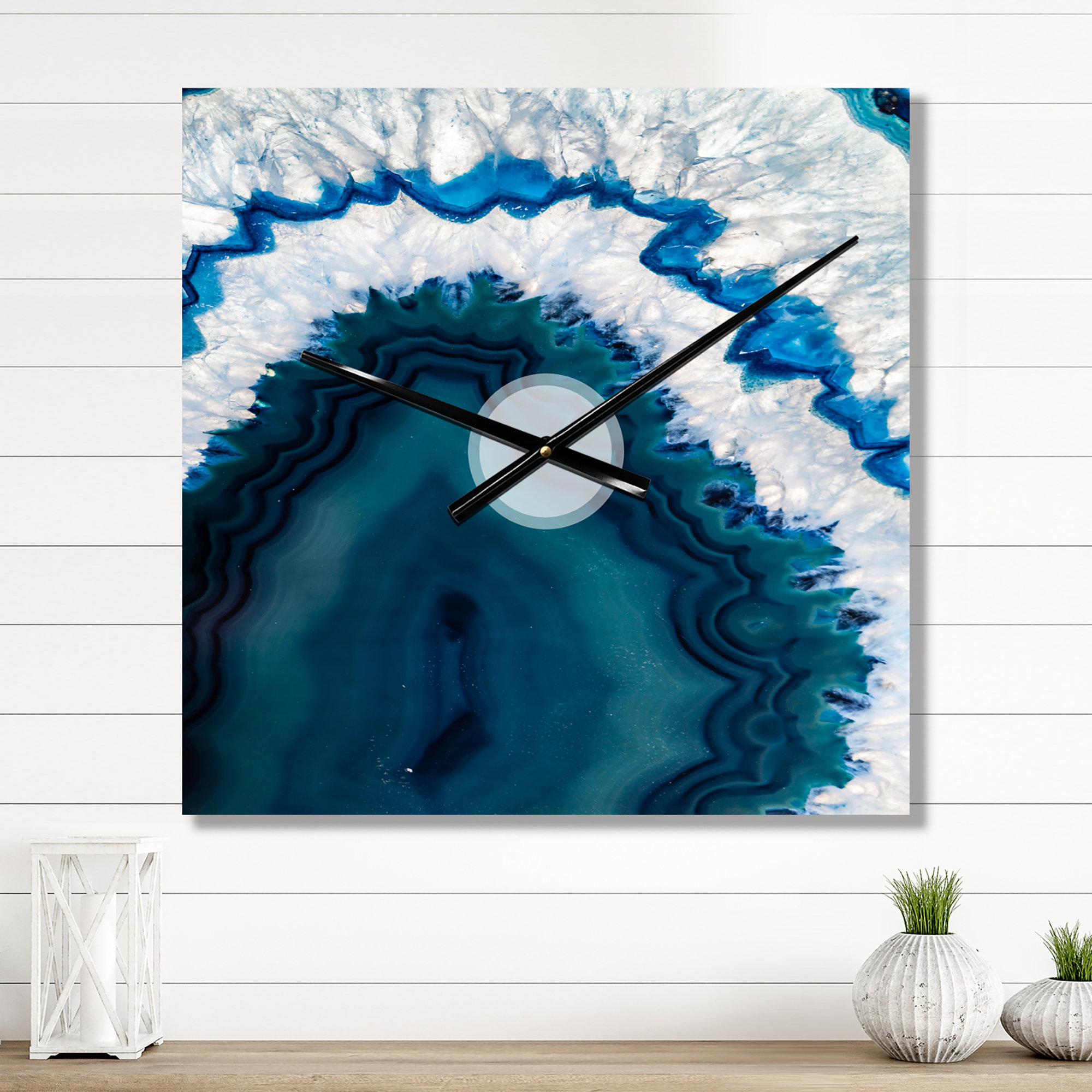 East Urban Home Blue Brazilian Geode - Modern Wall Clock | Wayfair