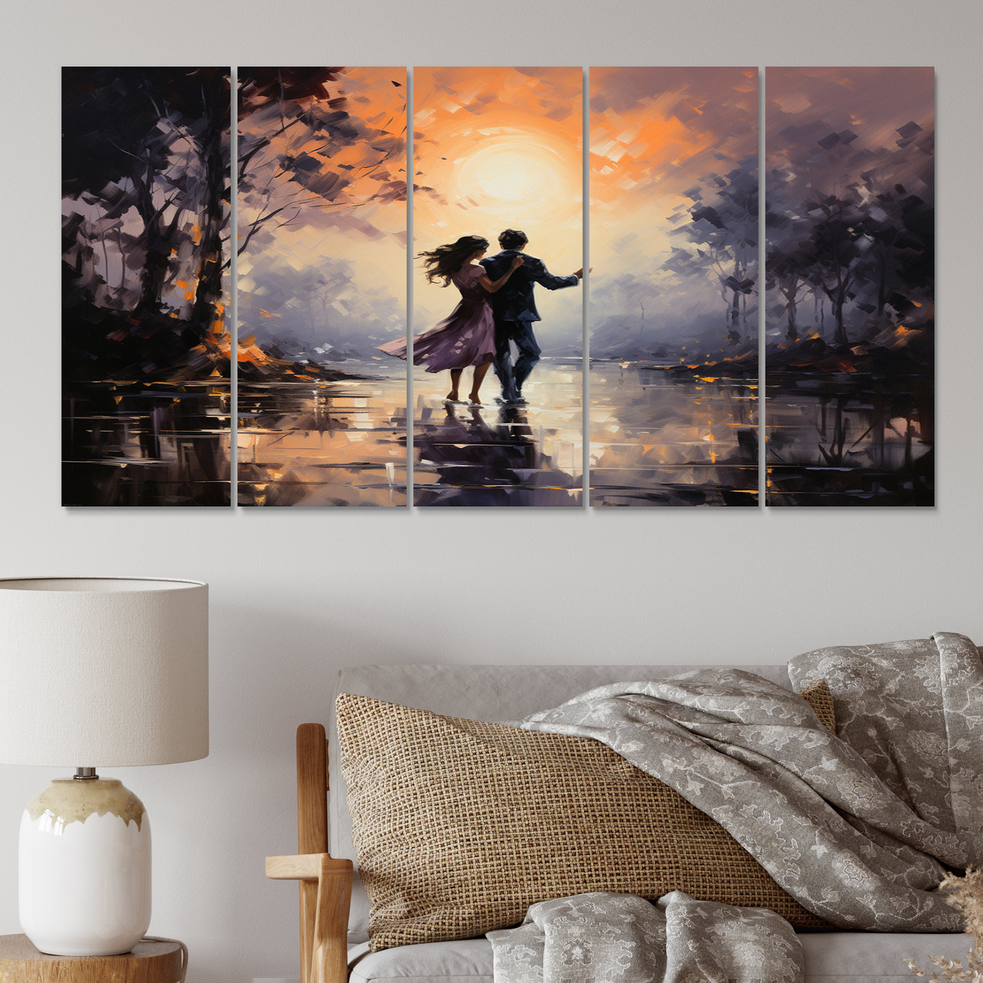 Latitude Run® Romantic Couple Landscape Dancing in Park II - 5 Piece ...
