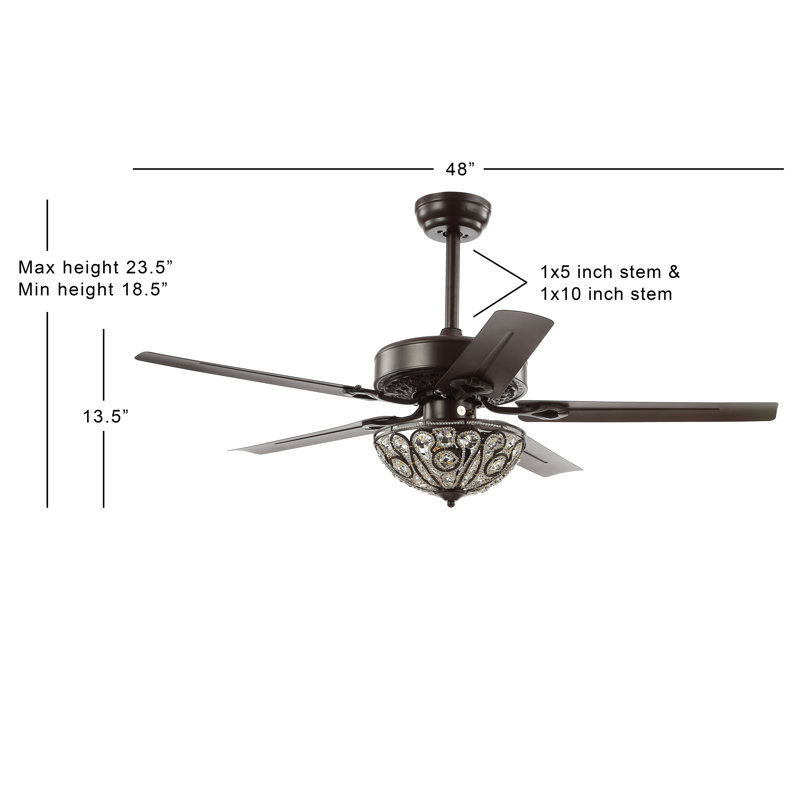 Rosdorf Park 48" Chicago 5 - Blade Crystal Ceiling Fan with Remote ...