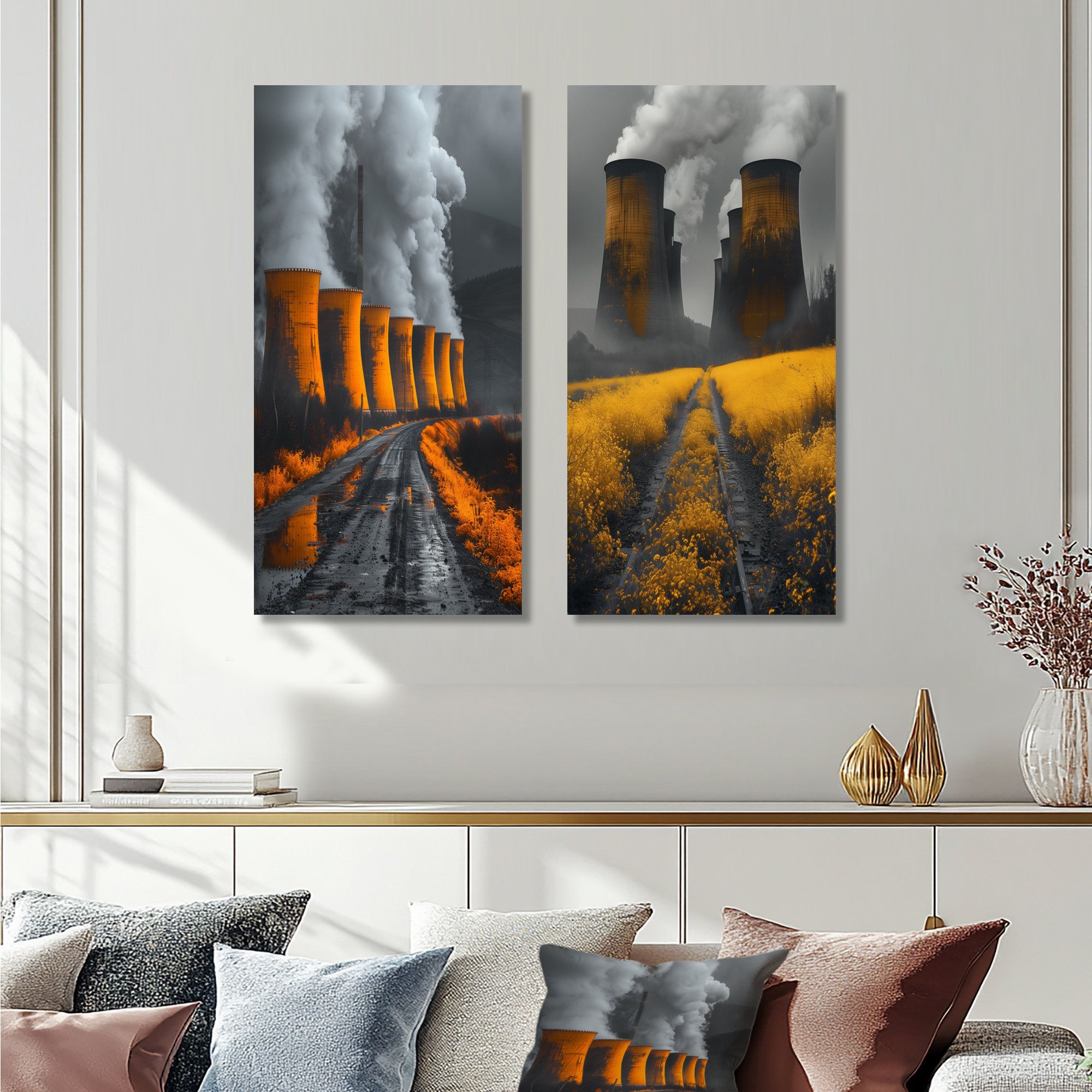 Lark Manor™ Grey And Yellow Monochrome Power Plant Photo I - Power ...