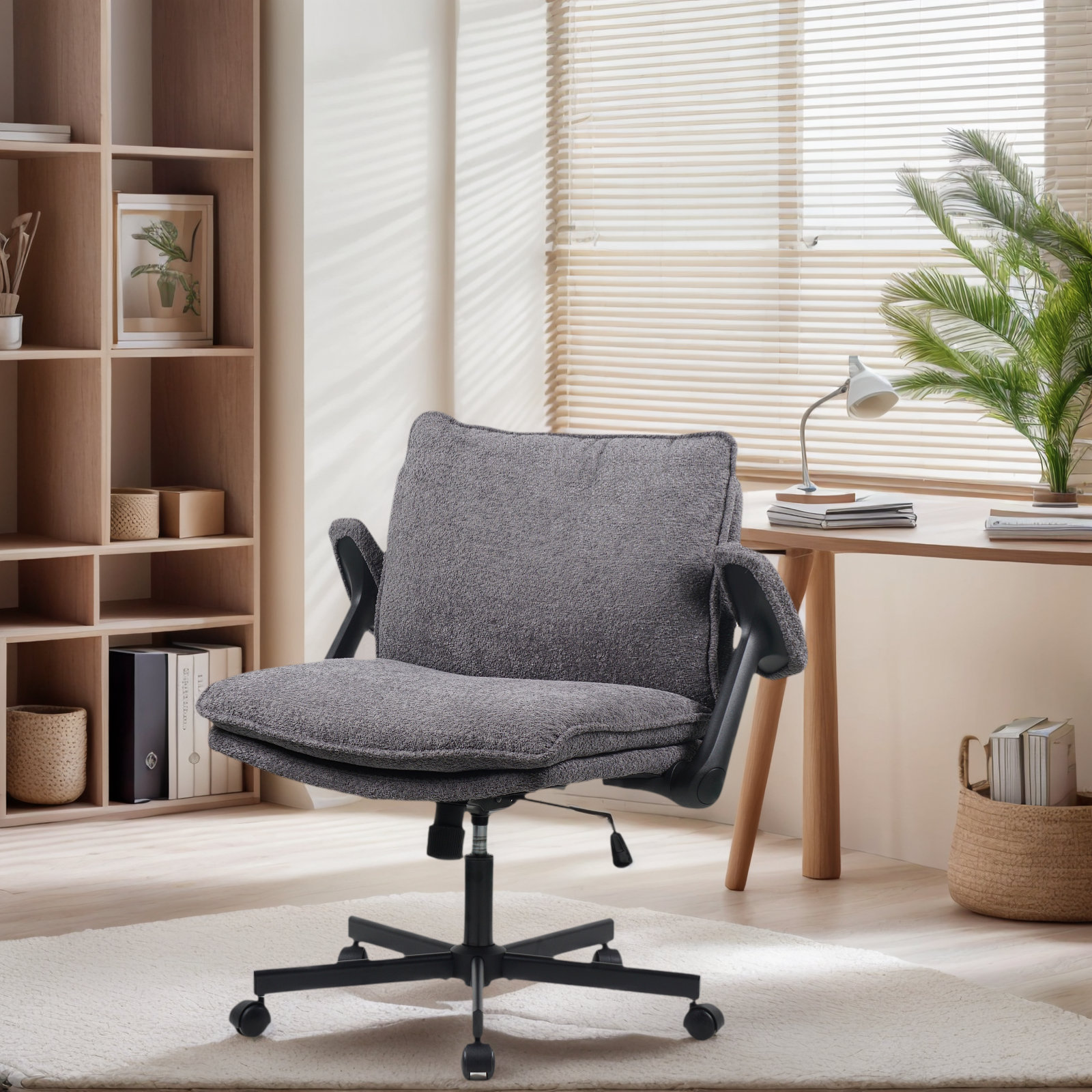 Inbox Zero Adjustable Criss Cross Legged Office Chair, Swivel Computer ...