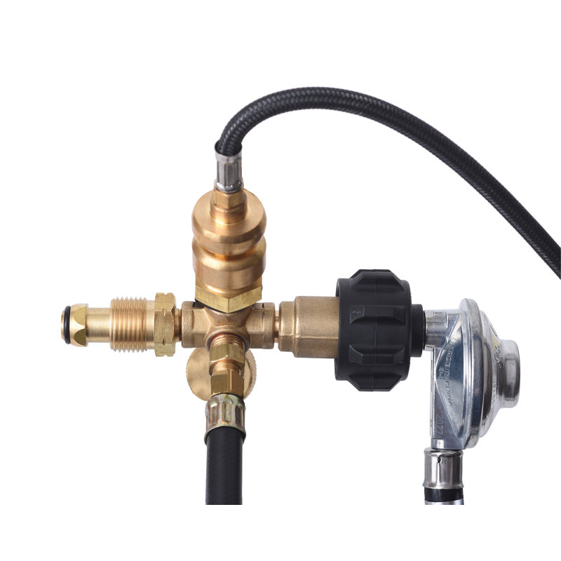 Flame King 4-Port Tee Propane Adapter POL Inlet 1/4 Inverted Female ...