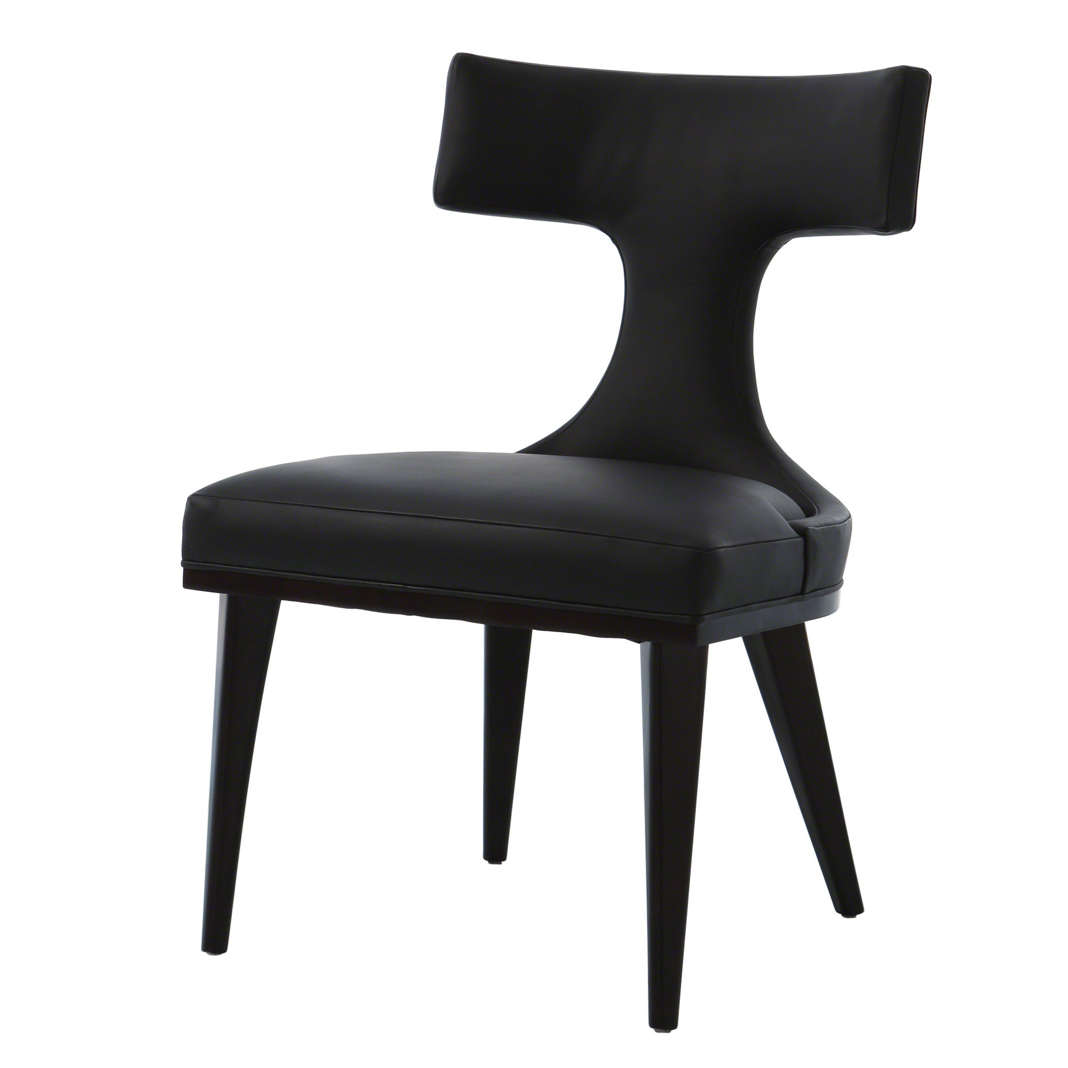 Global Views Anvil Back Dining Chair-Black Leather | Perigold