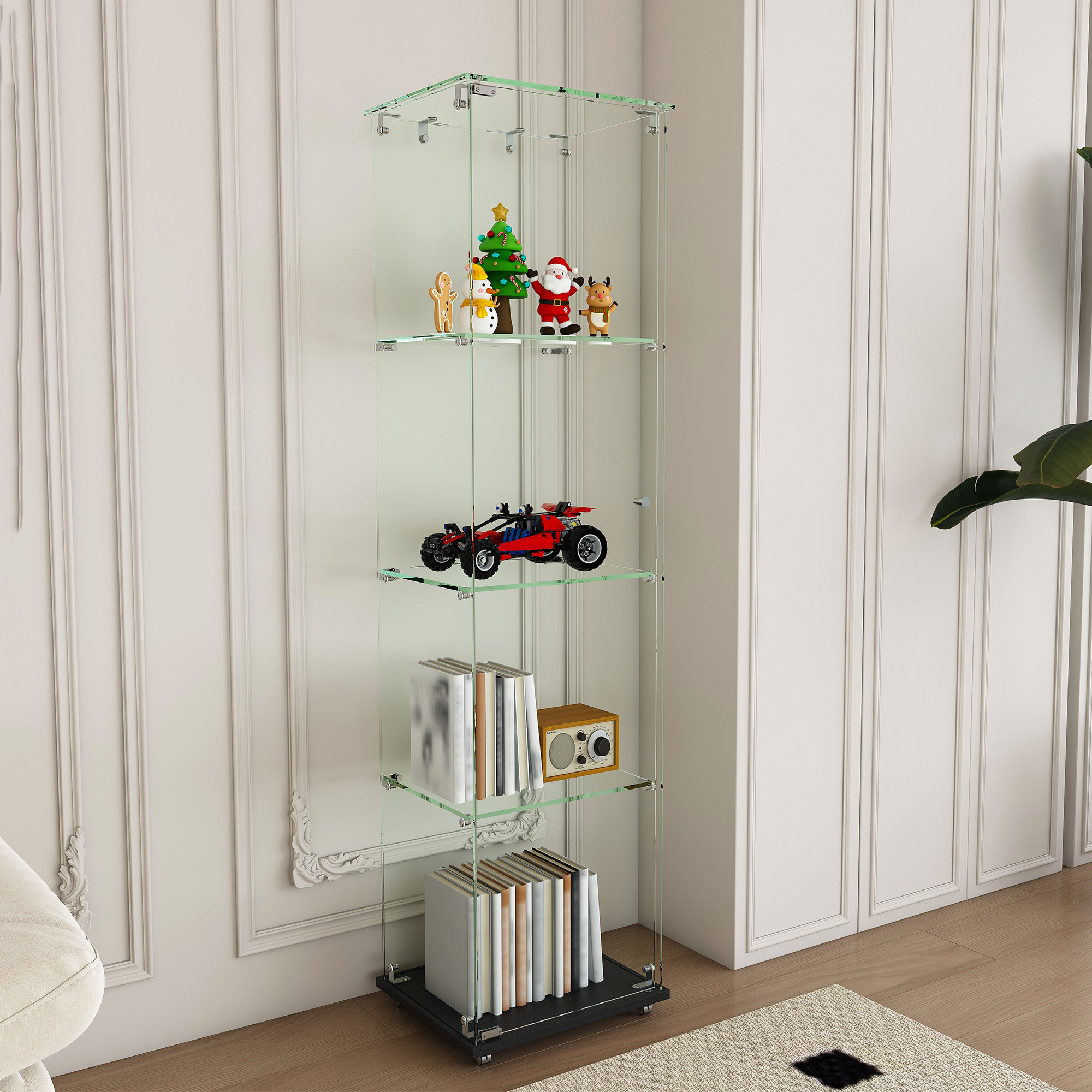 ZHONGSHENGCHUANGZHAN 5-Tier Premium Glass Display Cabinet with 5 ...