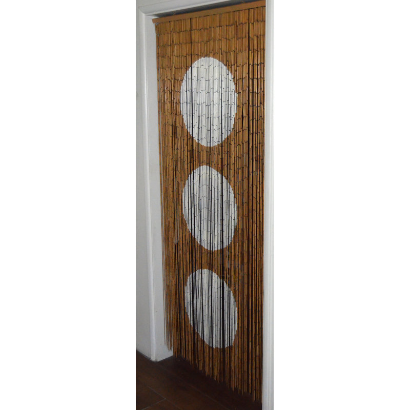 Ebern Designs Bamboo Beaded Curtain Triple White Circles | Wayfair