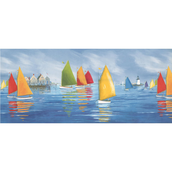 CONCORD WALLCOVERINGS ™ Sailboats Regatta Lighthouse15' L x 10.25" W ...