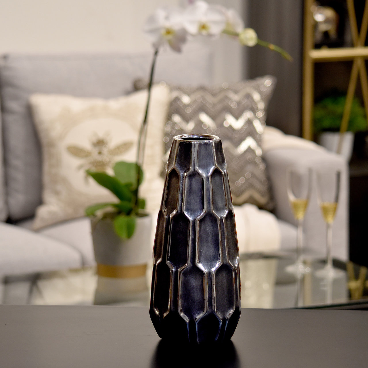 Ivy Bronx Sibyl Ceramic Round Table Vase | Wayfair