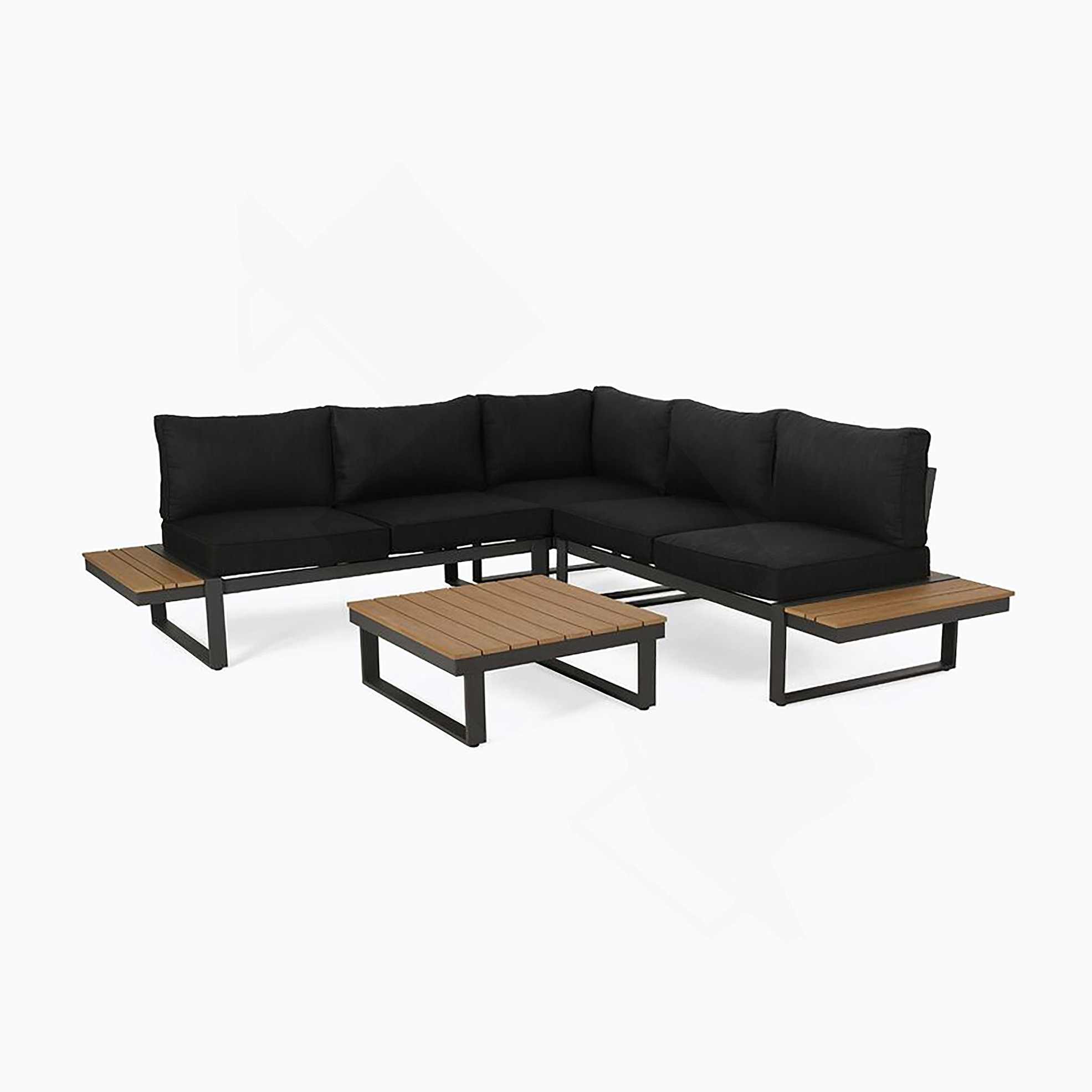 Ebern Designs STERLING Outdoor Aluminum V-Shaped 5 Seater Sofa Set With ...