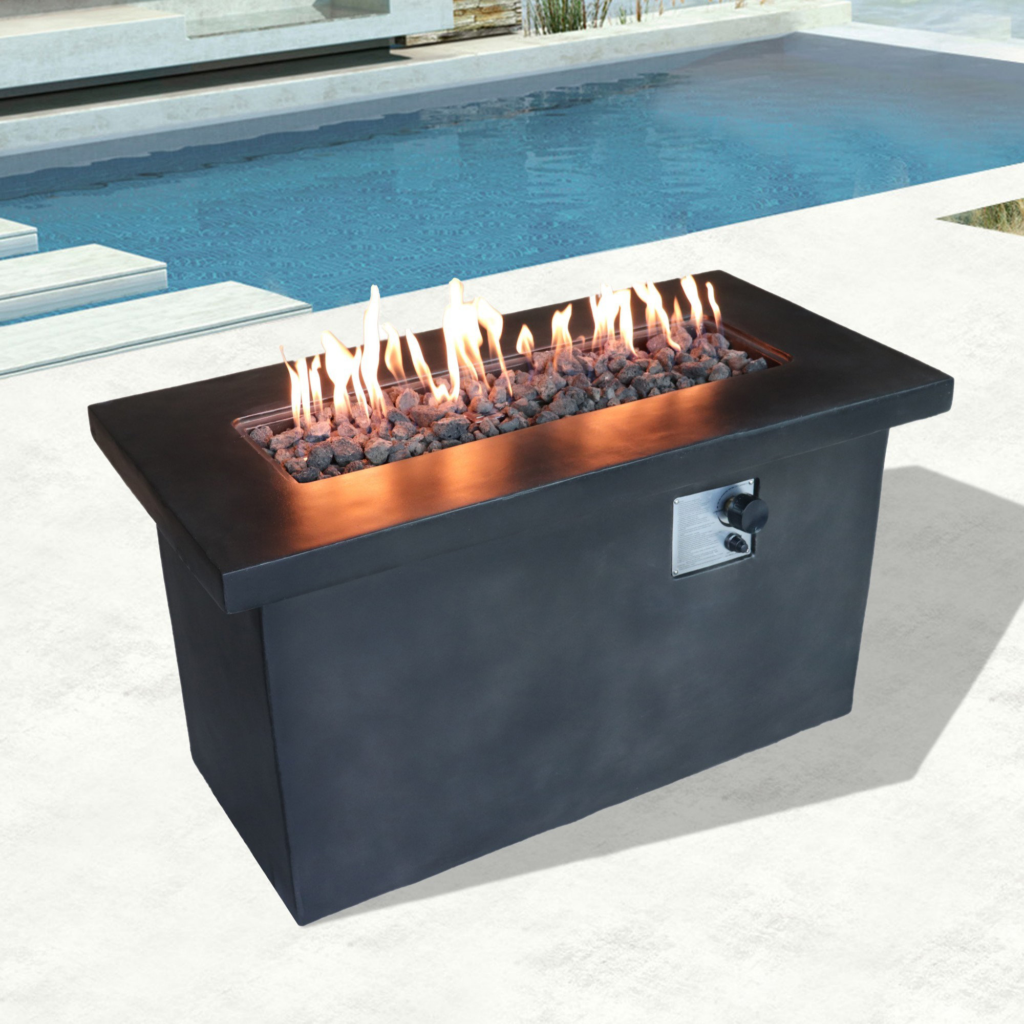 Latitude Run® 24'' H Concrete Propane Or Natural Gas Outdoor Fire Pit ...