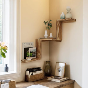 Millwood Pines Corner Shelf Wall Mounted Floating Shelf Multi ...