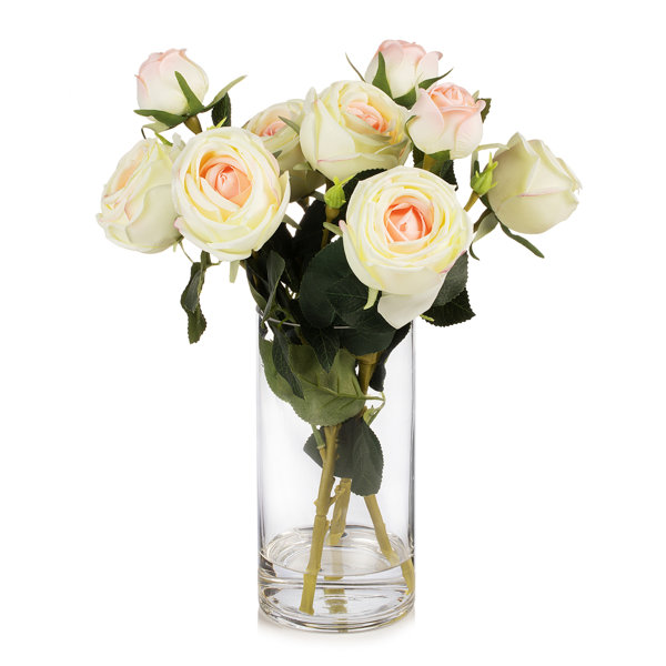 Primrue Silk Rose Arrangement in Vase | Wayfair