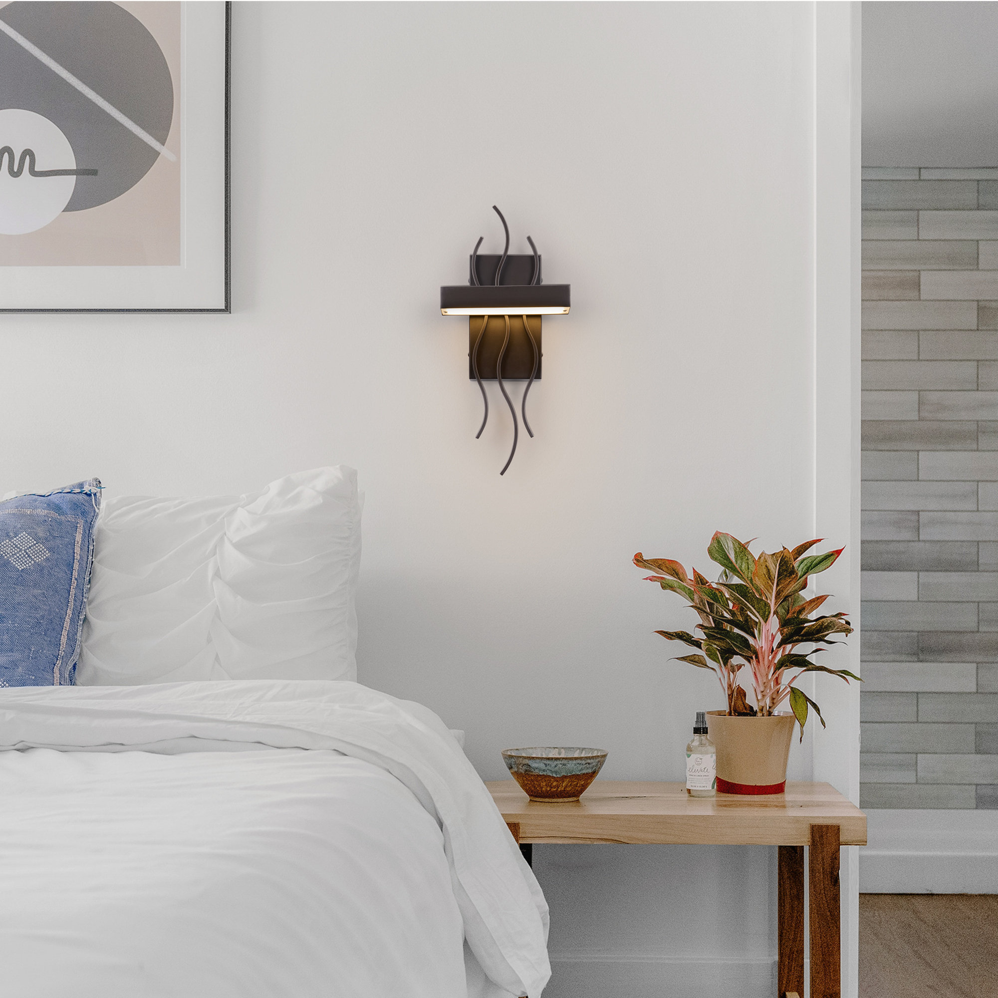 Wrought Studio™ Chalyce Iron Metal LED Flush Mounted Sconce | Wayfair