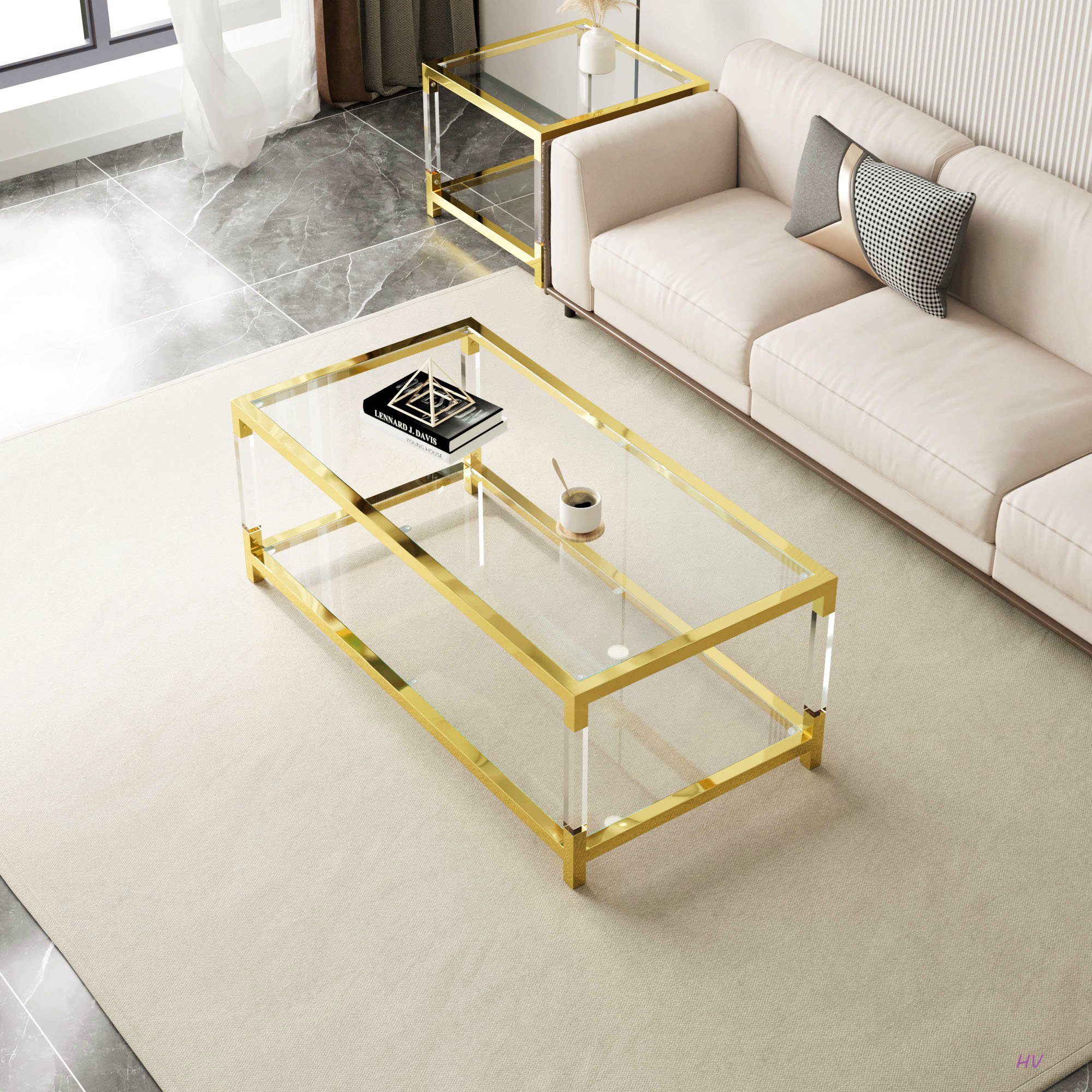 Ivy Bronx Modern Minimalist Style Gold Metal Frame With Acrylic Leg ...