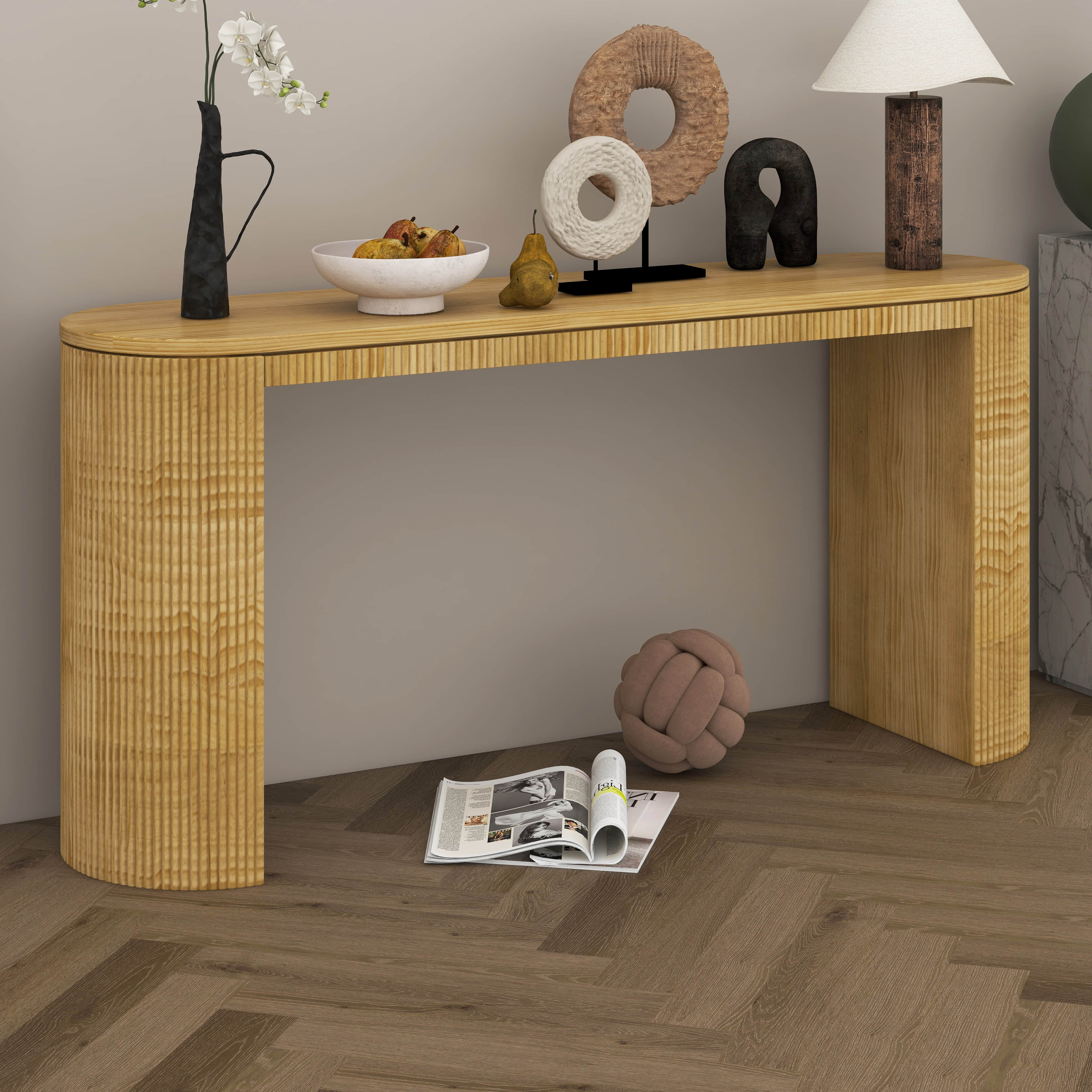 Ivy Bronx 59.2" Modern Console Table, Unique Entryway Design With ...