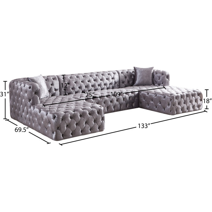 House of Hampton® Dymone Velvet Sectional | Wayfair